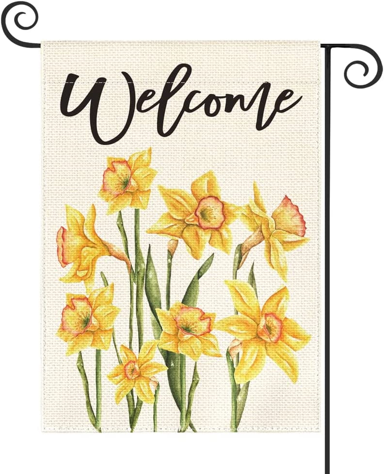 Newhomestyle Welcome Spring Daffodil Garden Flag 12x18 Inch Double ...