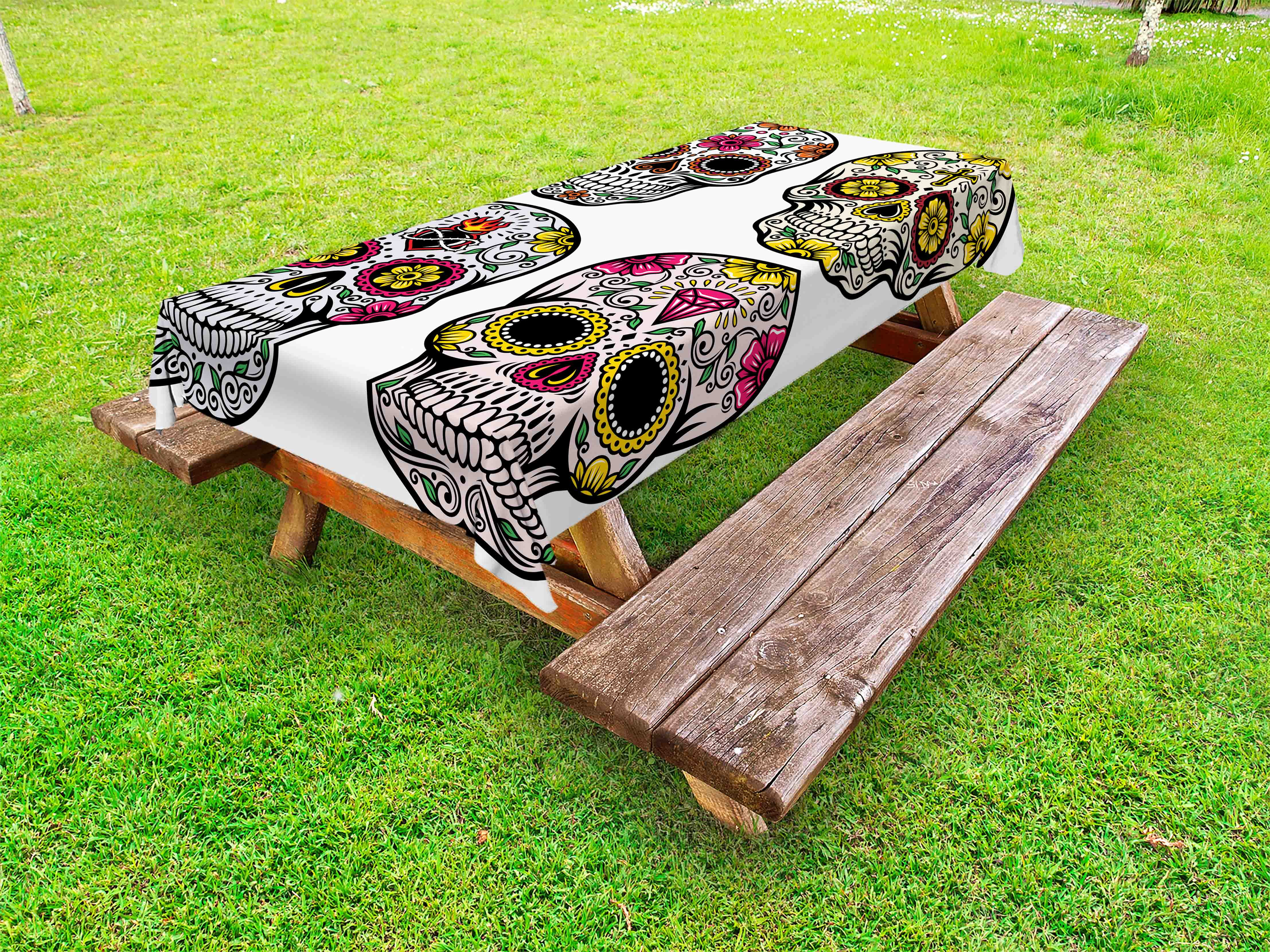 Day Of The Dead Outdoor Tablecloth, Dia de Los Muertos Festive ...