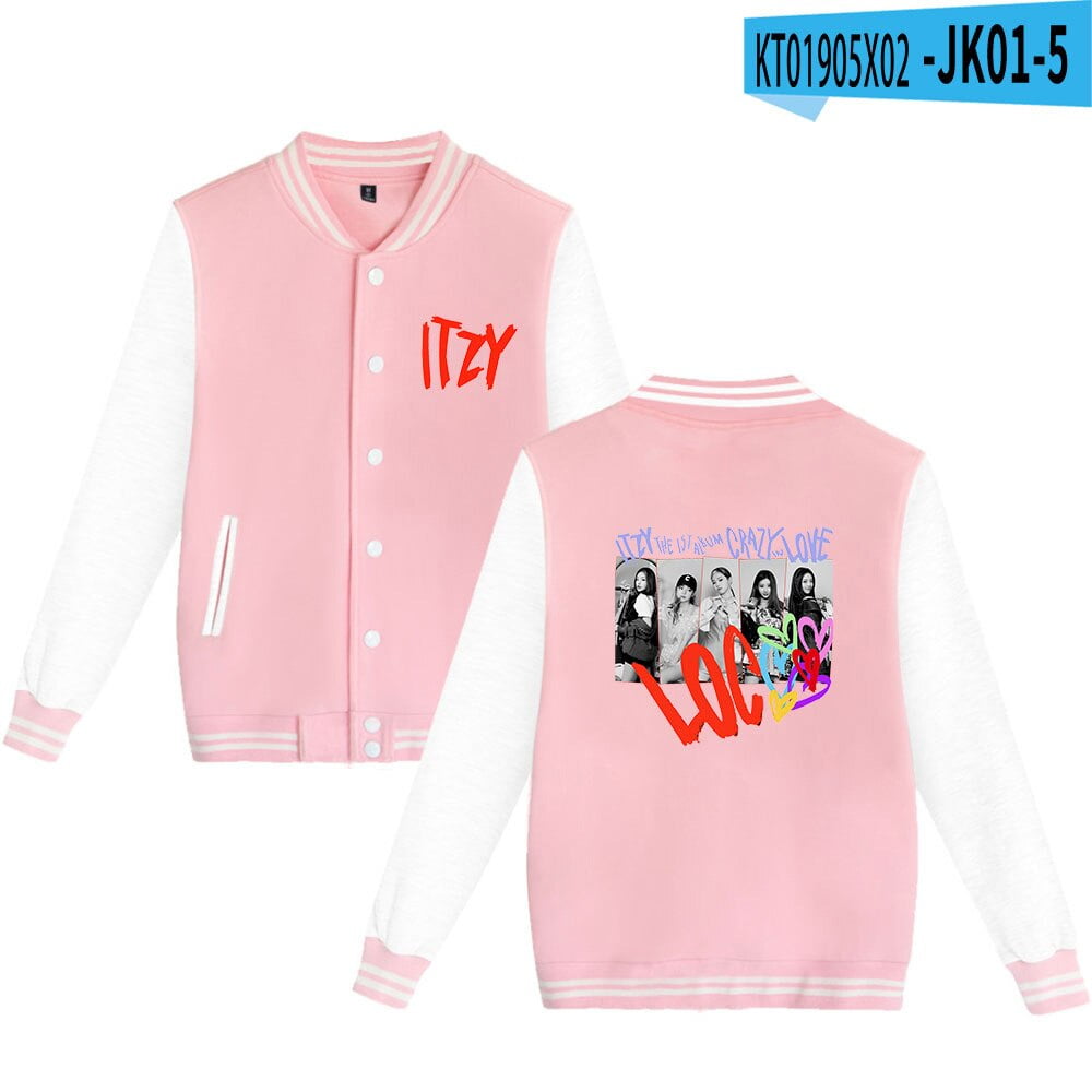 KPOP ITZY Album CRAZY IN LOVE Baseball Uniform Fleece Jacket Printed ...