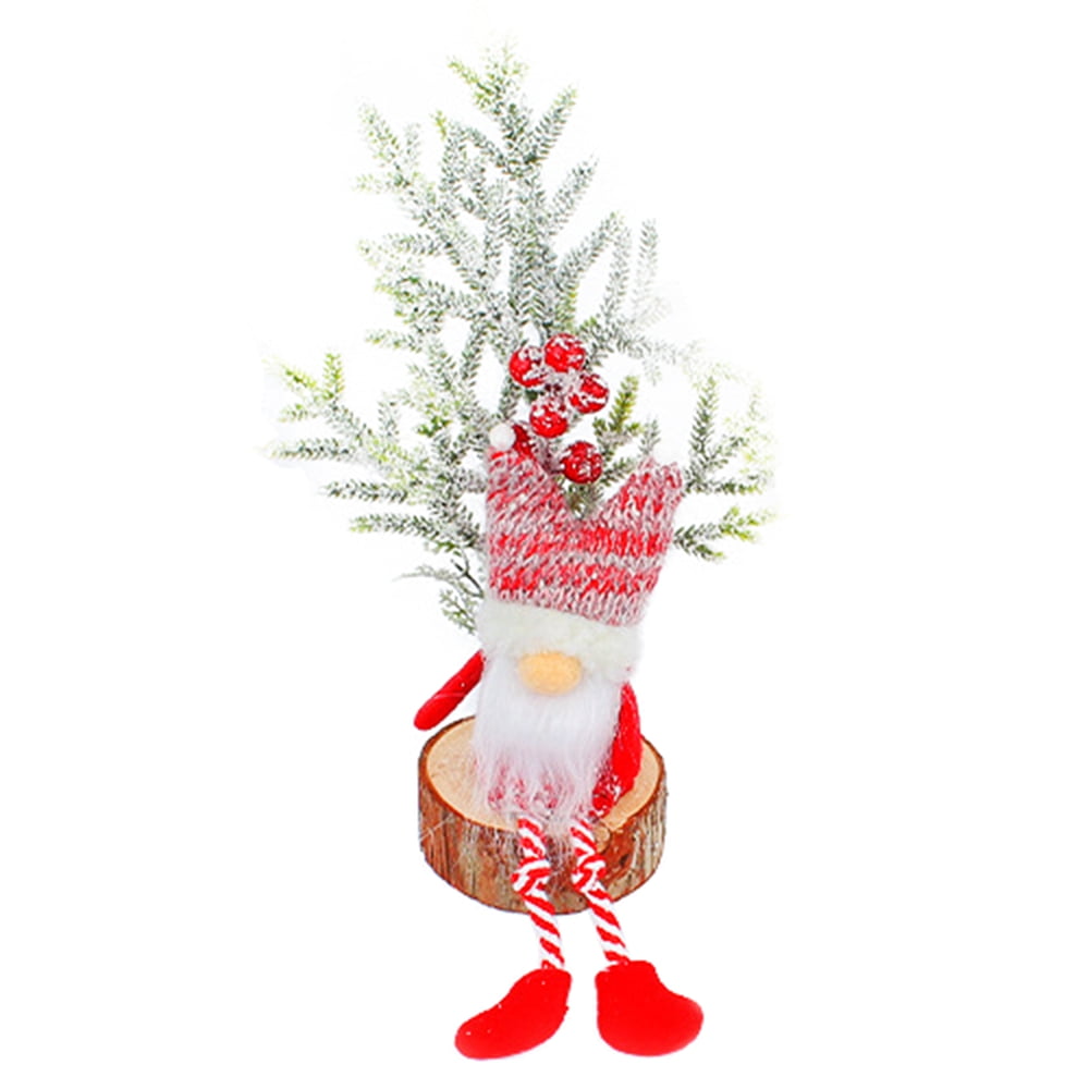 Christmas Tabletop Tree Mini Desk Pine Trees with Faceless Doll Gnome ...