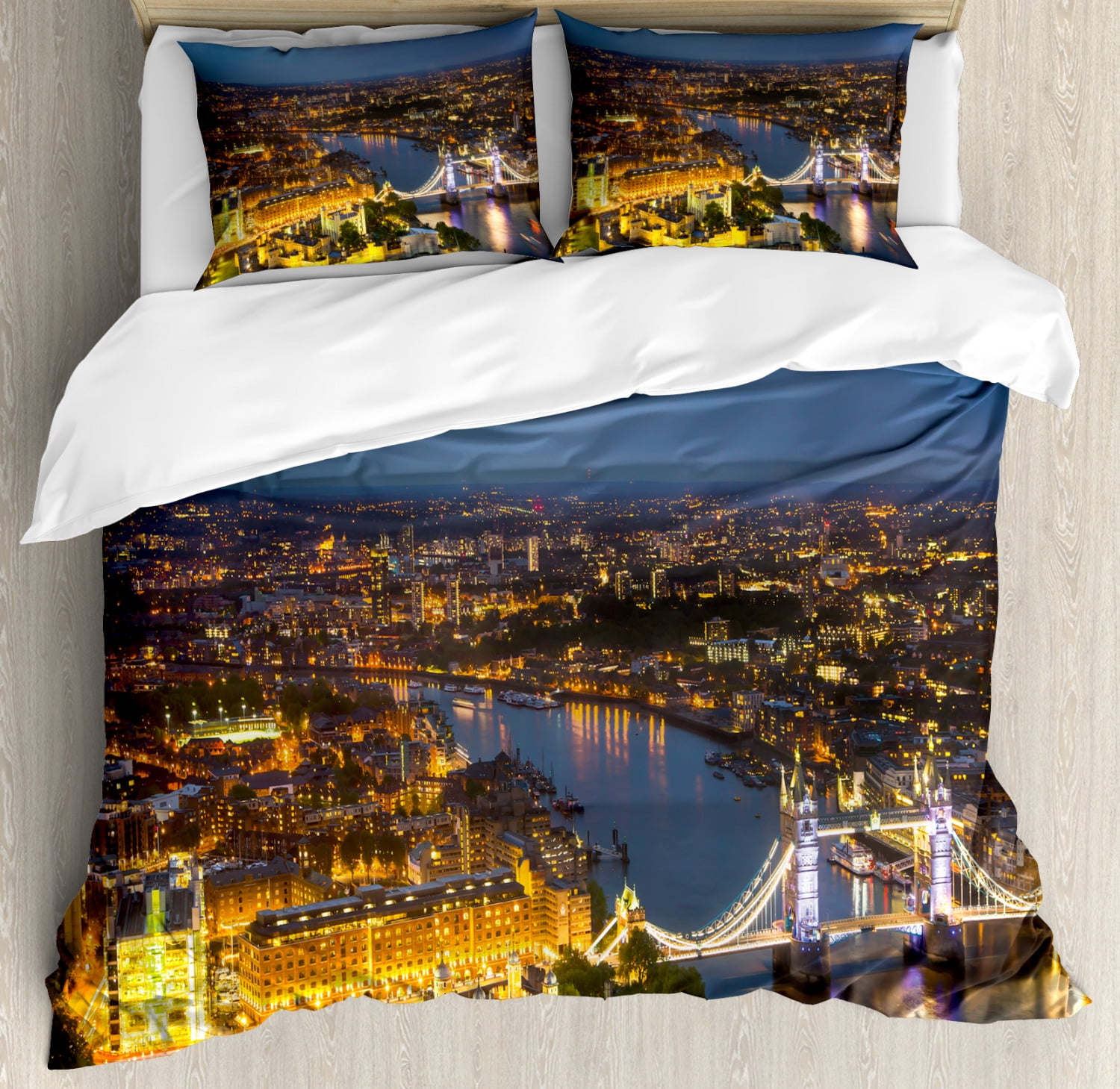 Modern Duvet Cover Set Queen Size, Sunset at London England Cityscape ...