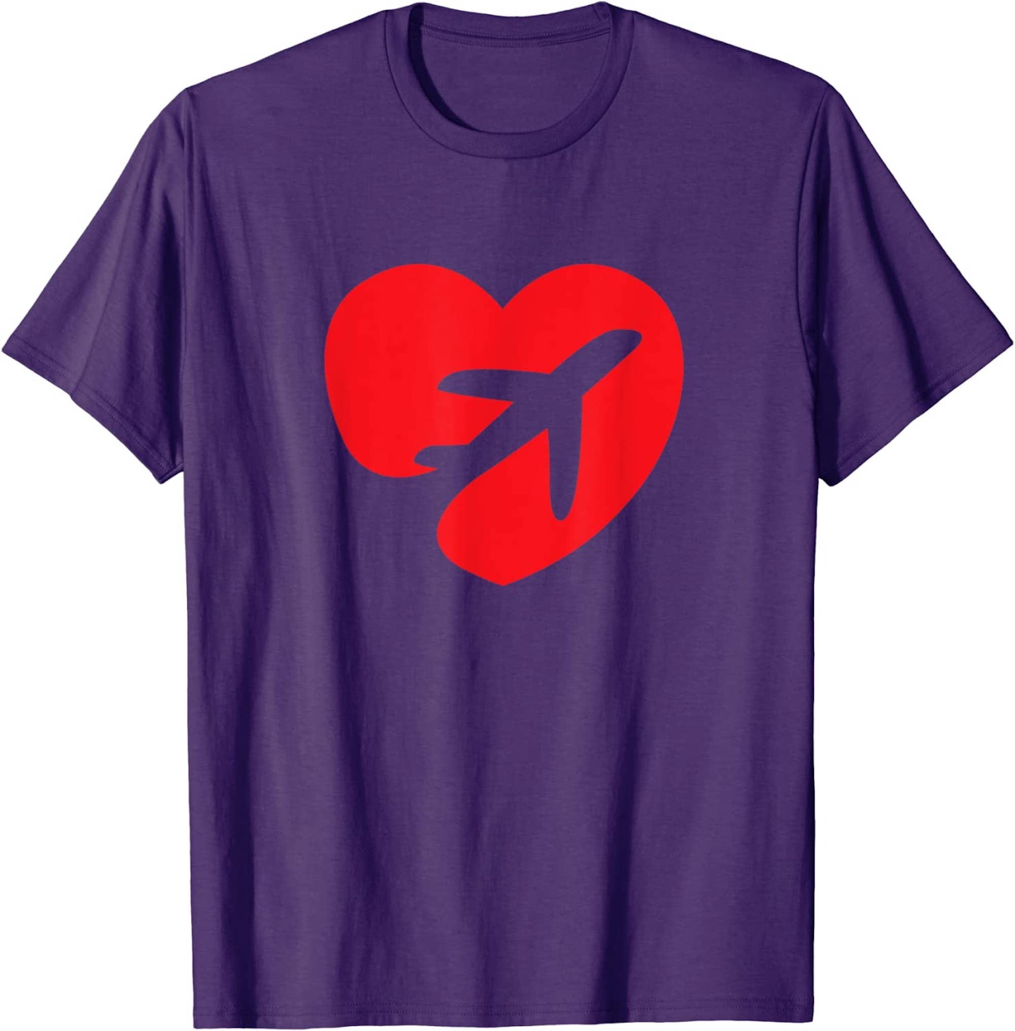 Flying Plane Airplane Aircraft Airliner Jet Love Red Heart T-Shirt ...