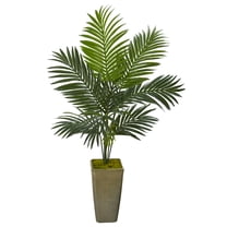 Nearly Natural 7' Kentia Palm Artificial Tree in Natural Jute Planter ...