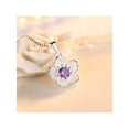 45cm 18 Inches Silvertone Flower Pendant Necklace With Pink Cubic ...