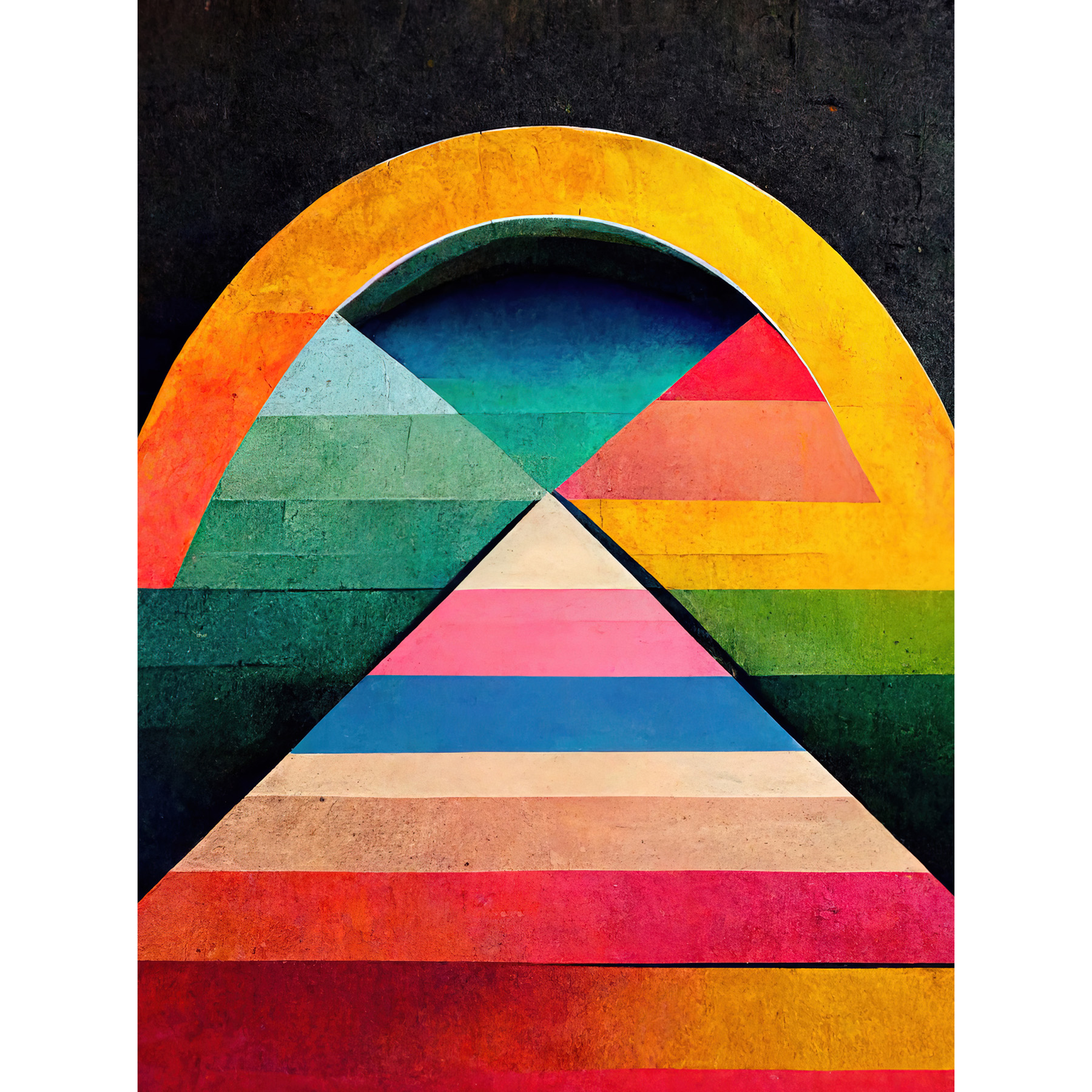 Abstract Geometric Retro Rainbow Architecture Triangle Painting Abstract Geometric Retro Rainbow Architecture Triangle Painting