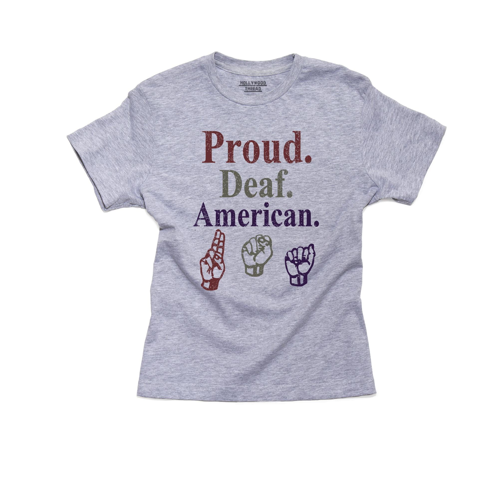Proud Deaf American - Red White & Blue Sign Language Boy's Cotton Youth ...