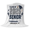 2025 Senior Fleece Throw Blanket Graduation Season Navy Hat Celebration ...