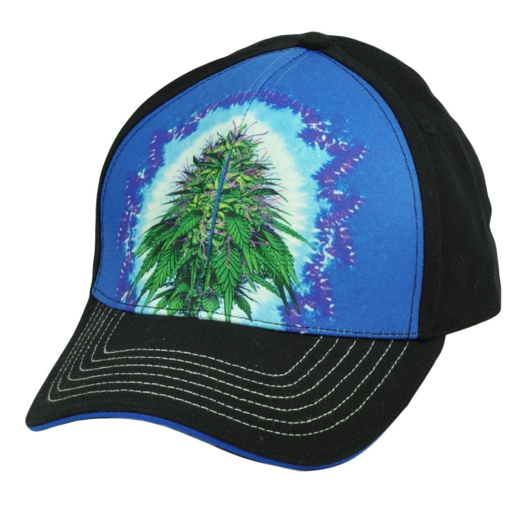 Marijuana Weed Nug Leaf Ganja Sublimated Hat Cap Purple Black ...