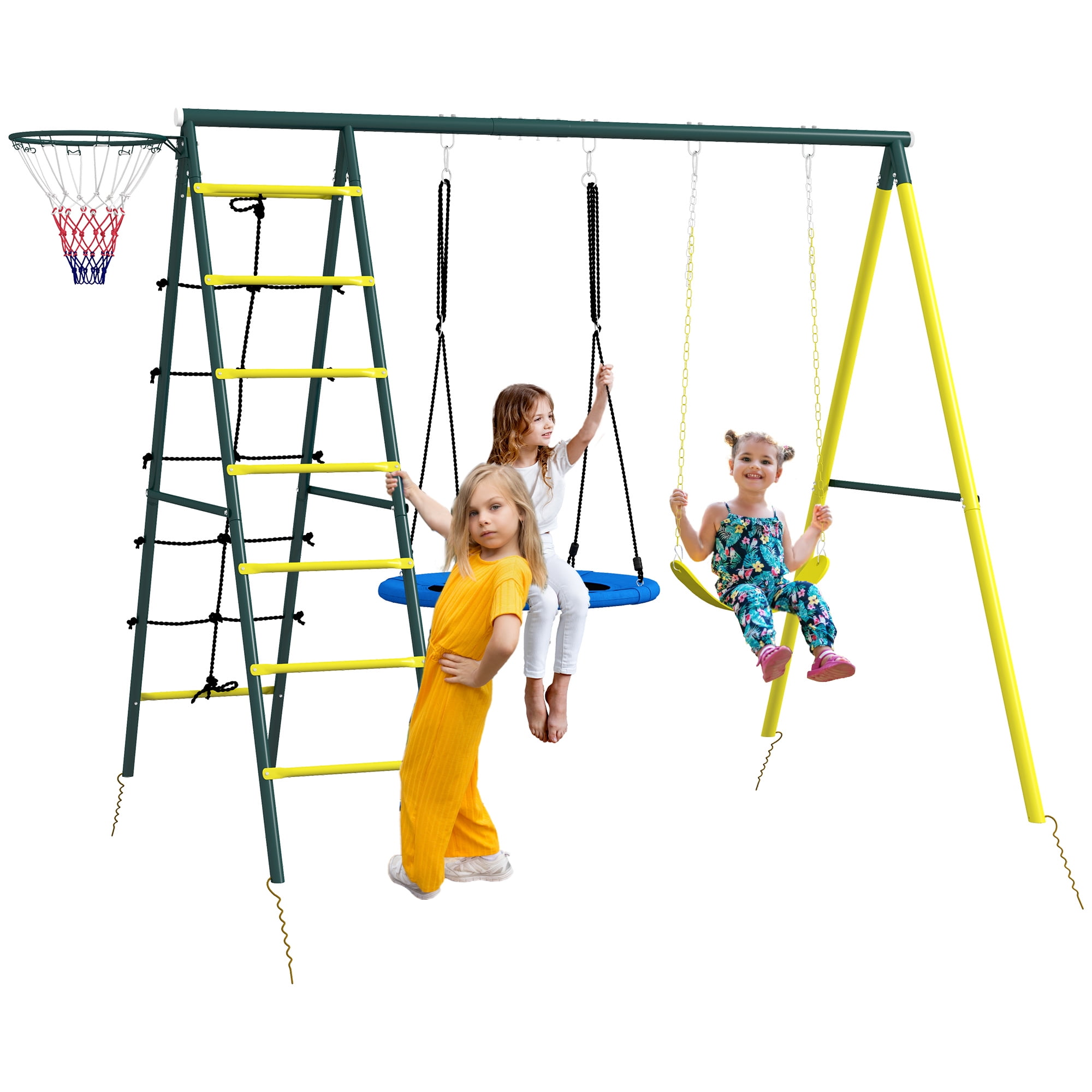 Click here for Outsunny 4 In 1 Swing Set For Kids 3-8 Years Backy... prices