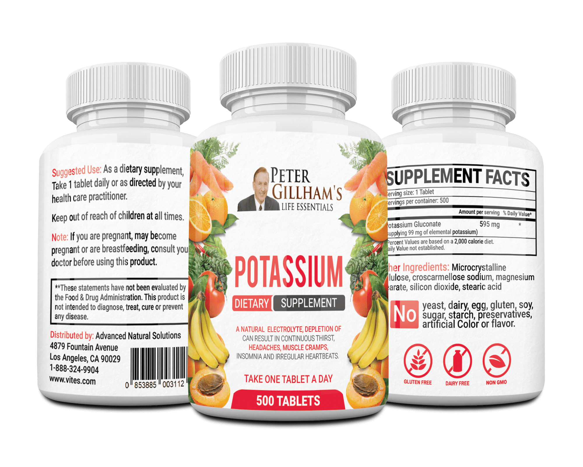 Potassium 500 tablets by Peter Gillham's Life Essentials - Walmart.com