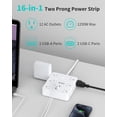 2 Prong Power Strip, 2 Prong to 3 Prong Outlet Adapter with 12 AC & 4 ...