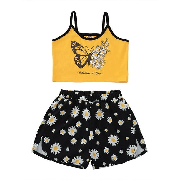 Pudcoco Kids Girls Fashion 2-piece Outfit Set Butterfly Print Tops ...