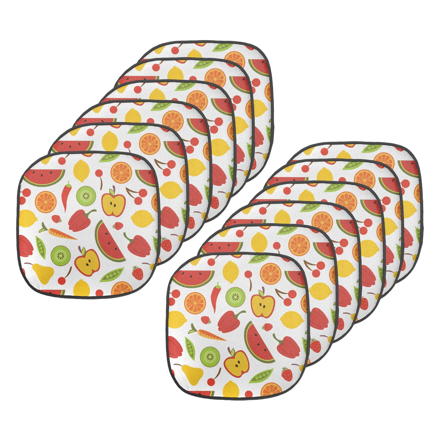 Food Chair Seating Cushion Set of 12, Cartoon Pattern of Pepper Apple ...