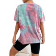 Casual Tie Dye Round Neck Elbow Length Multicolor Women T Shirts Women