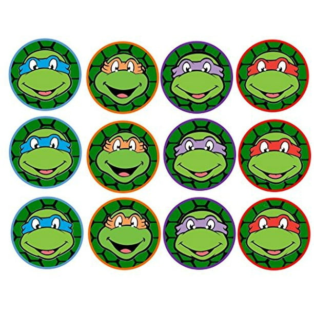 12 Teenage Mutant Ninja Turtle Faces Edible Frosting Image Cupcake or ...