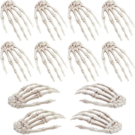 Jinsinto 12 Pieces Halloween Realistic Life Size Skeleton Hands Plastic ...