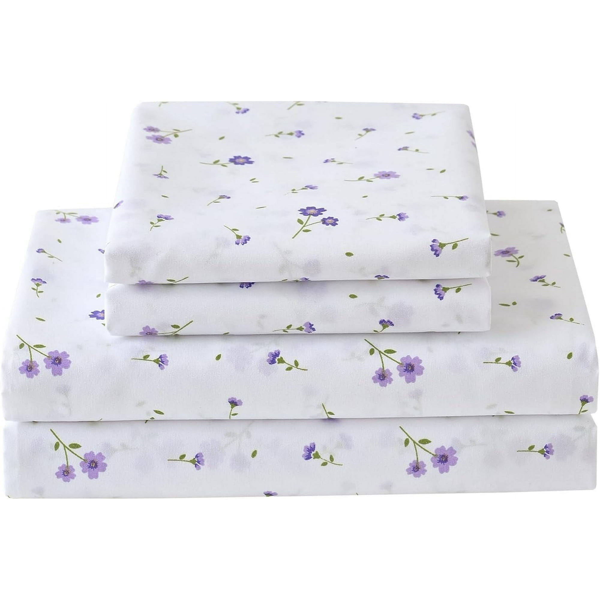 Click here for Siabc-Softan Purple Floral Twin Size Sheet Set For... prices