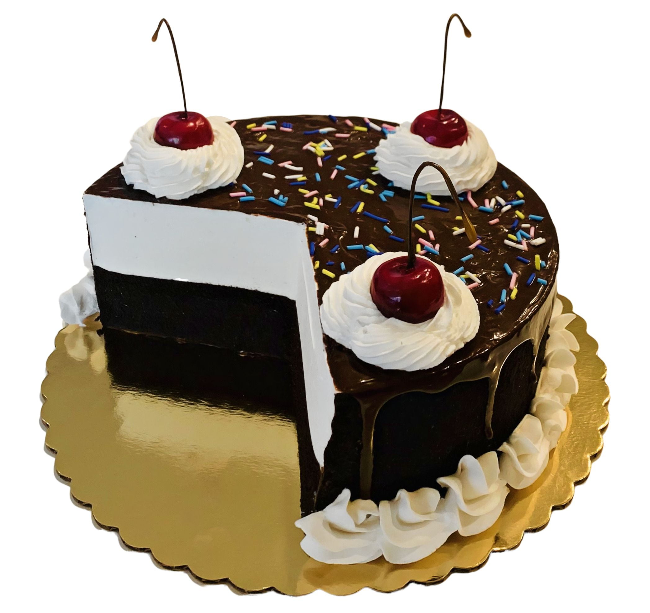 Large Fake Cake Chocolate Brownie Sundae Sliced w/ Sprinkles Prop ...