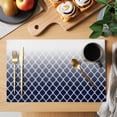 Abstract Art Cotton Linen Placemats Set of 12, Classic Navy Blue Line ...