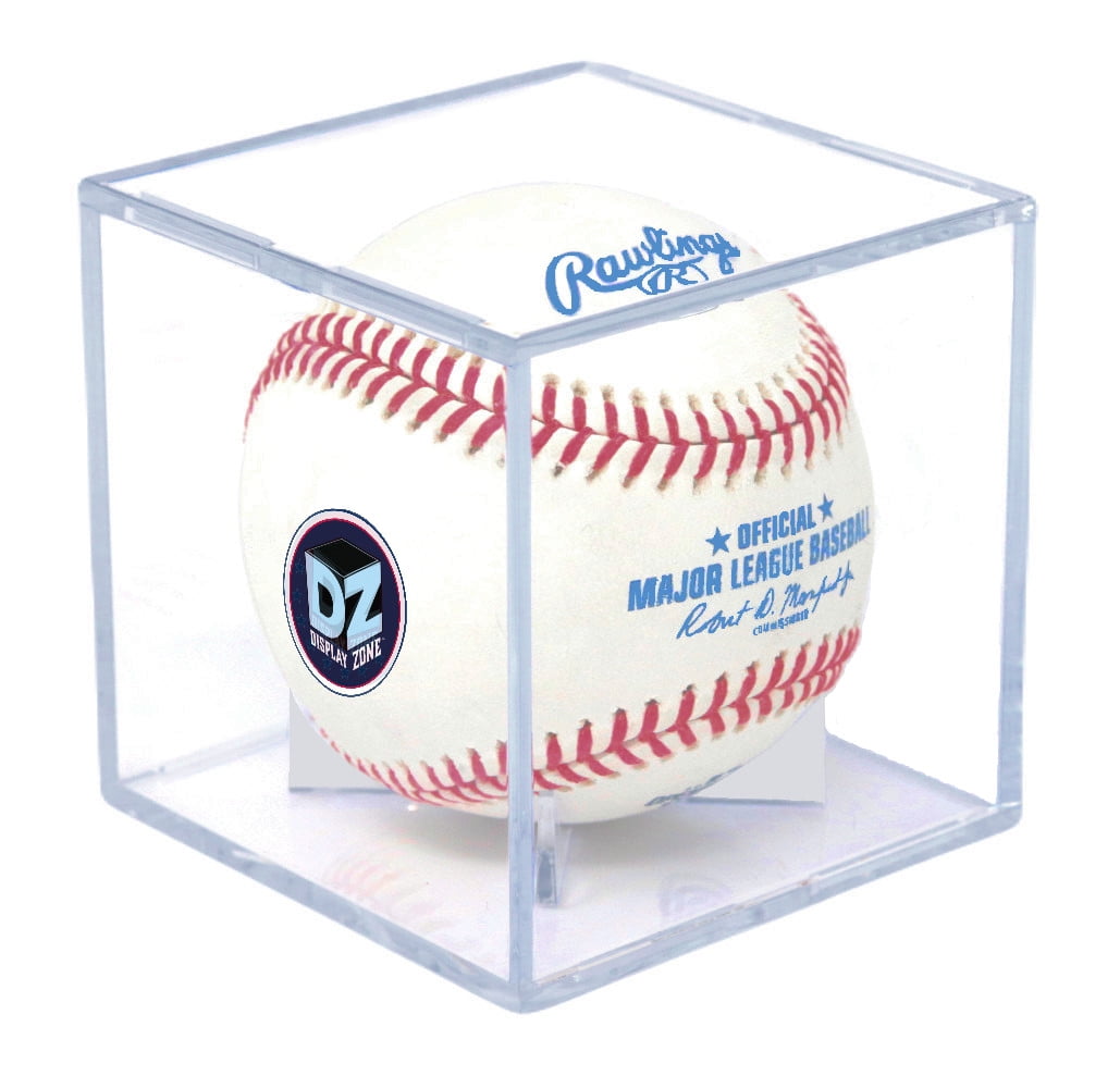 Display Zone UV Baseball Display Cube, Crystal Clear with Built-in ...