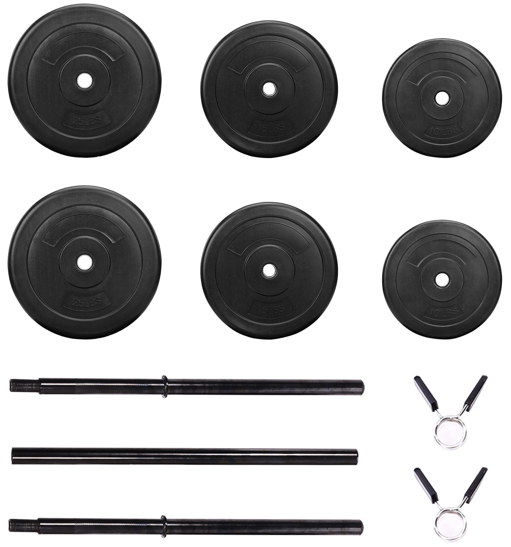 BalanceFrom Vinyl Standard Weight Set in Black, 100 lbs. - Sansujyuku
