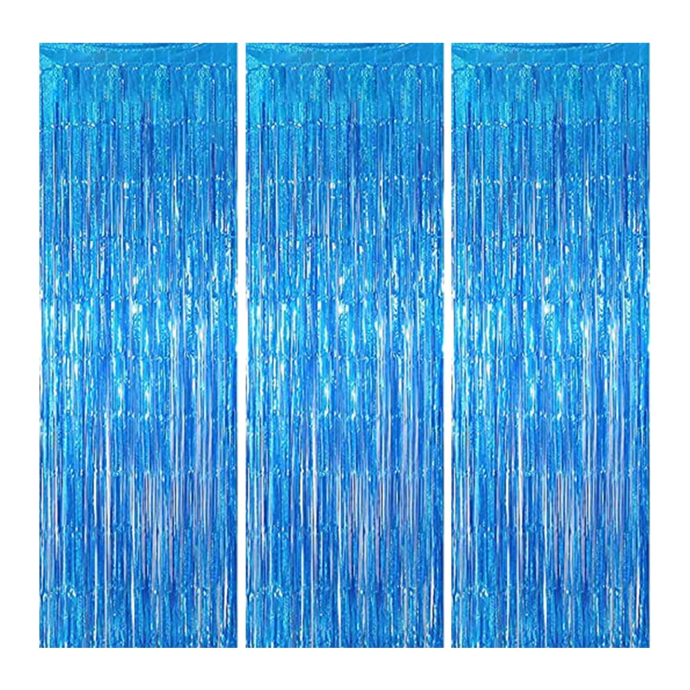 3 Pack Foil Fringe Curtain Backdrop 3 28ft X 6 5ft Metallic Tinsel