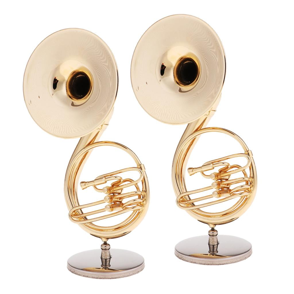 2 piezas 1/6 Mini saxofón sousaphone Banjo instrumentos musicales para ...