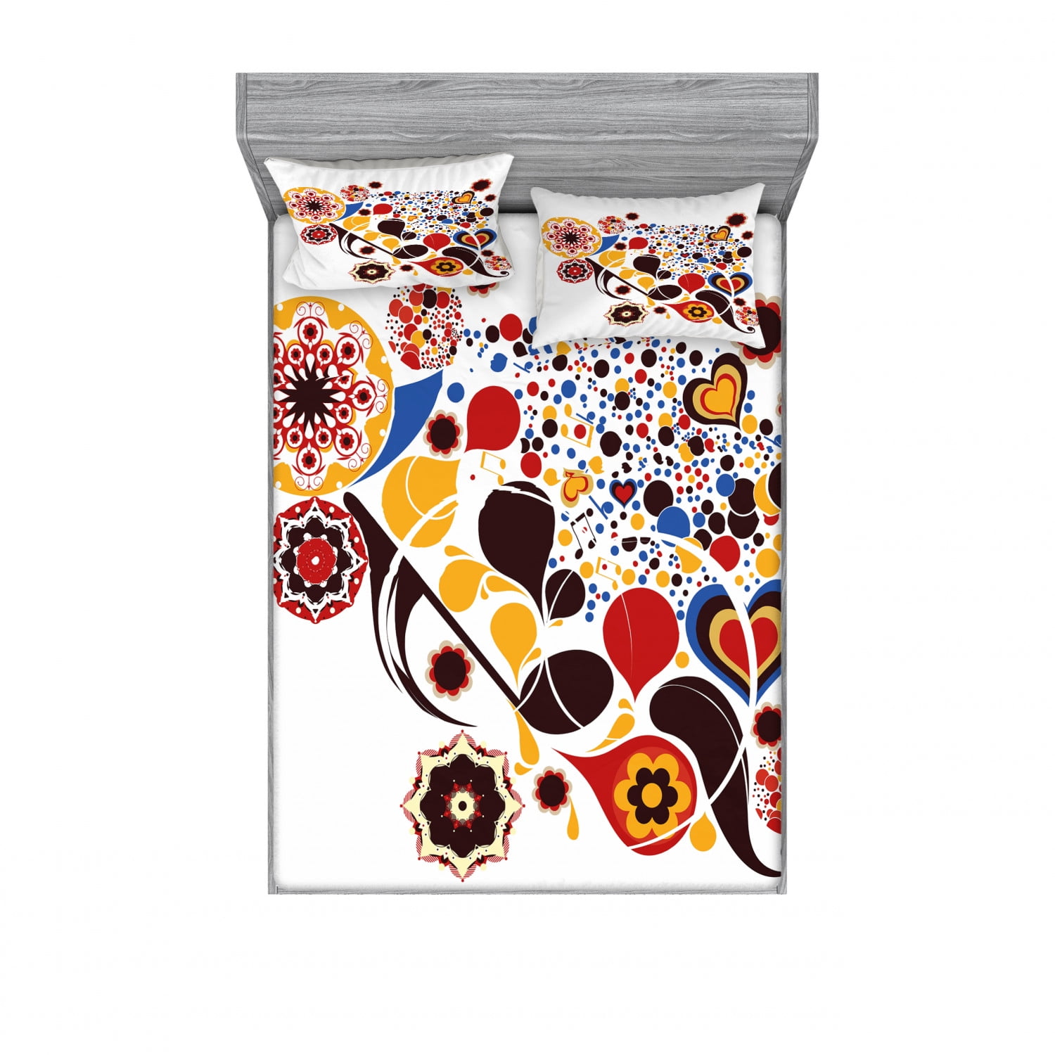 Abstract Bedding Set with Sheet & Covers, Colorful Graphic Design of ...