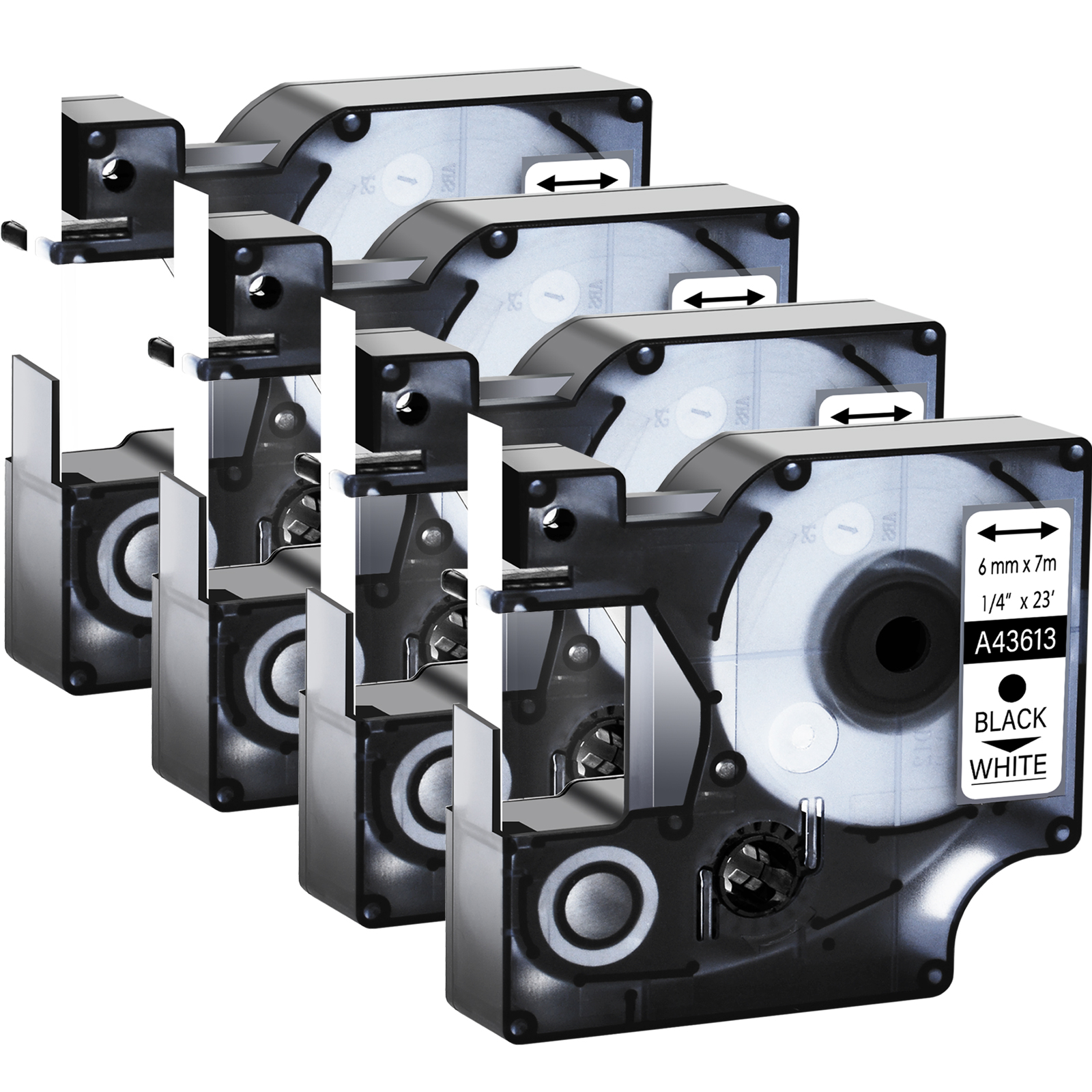 GREENCYCLE 4PK Compatible for DYMO D1 Label Tape 43613 6mm 7m Black on ...