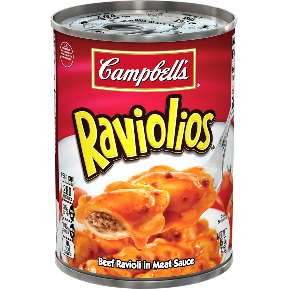 Campbell's Canned Pasta, RavioliOs Beef Ravioli in Meat Sauce, 15 oz ...