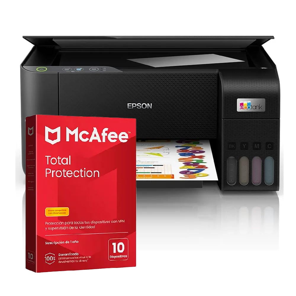 IMPRESORA MULTIFUNCIONAL EPSON L3210 ECOTANK USB Y ANTIVIRUS MCAFEE ...