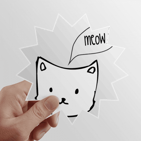 White Cat Head Mewing Animal Sun Vinyl Sticker Luggage Graffiti Flower ...