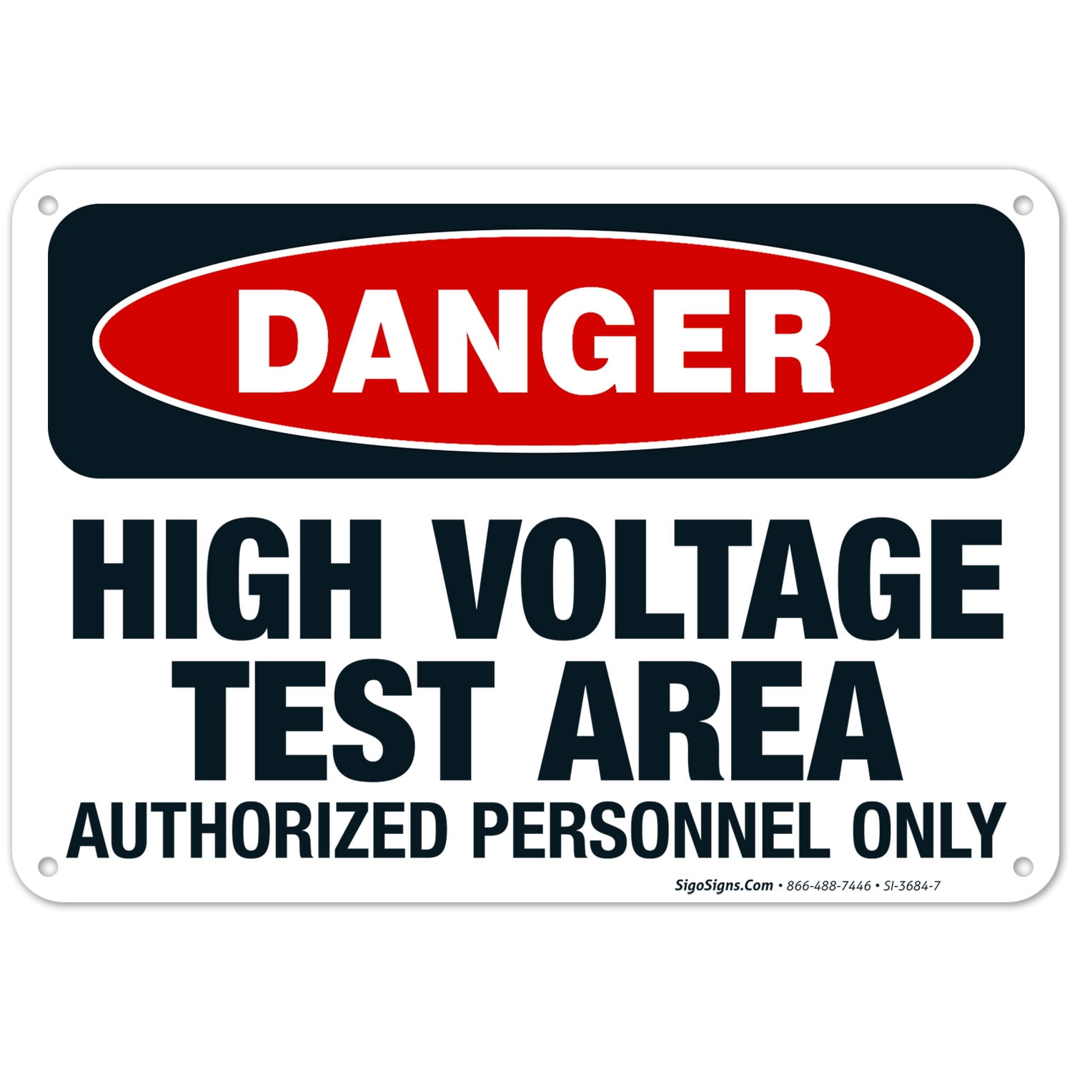 High Voltage Test Area Authorized Personnel Only Sign, OSHA Danger Sign ...