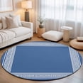 Blue Back Pattern Retro Greece Round Rug 3ft Abstract Geometric Texture ...