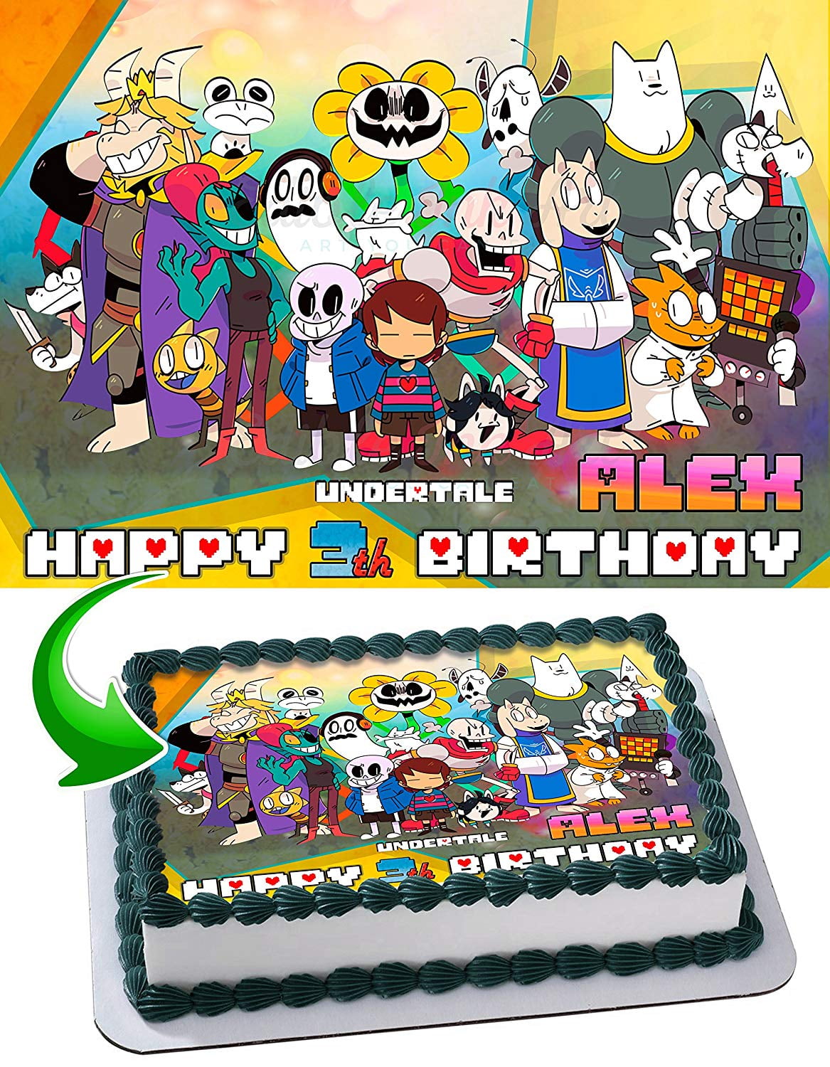 Undertale - Edible Cake Topper - 11.7 x 17.5 Inches 1/2 Sheet ...