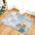 Abstract Door Mat Beige Blue Plaid Oil Painting Color Block ...