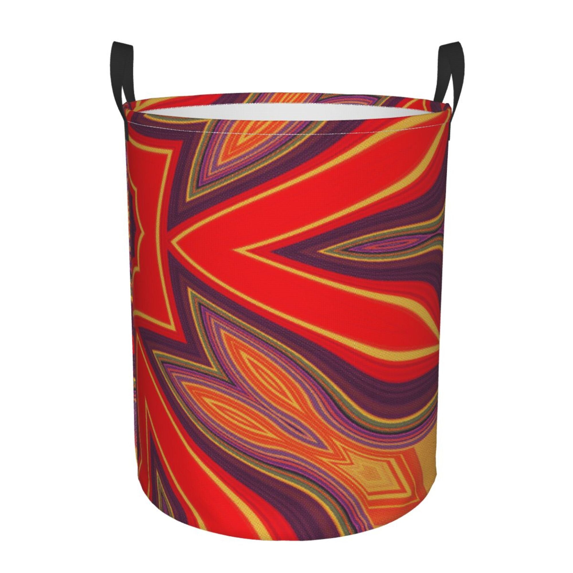 XMXY Round Laundry Basket Organizer, Red Abstract Star Waterproof ...