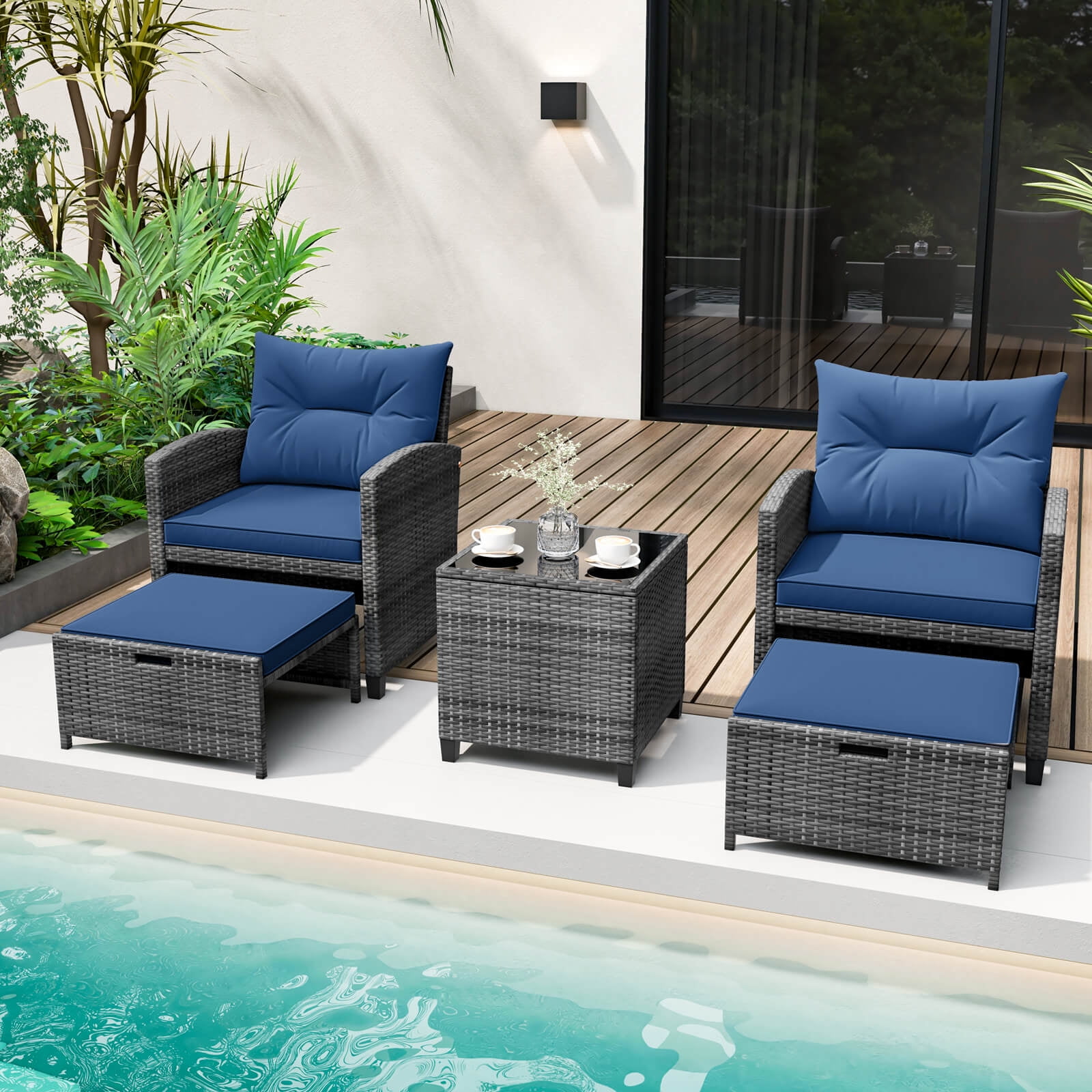 Click here for Costway 5 Piece Patio Rattan Furniture With 2 Otto... prices