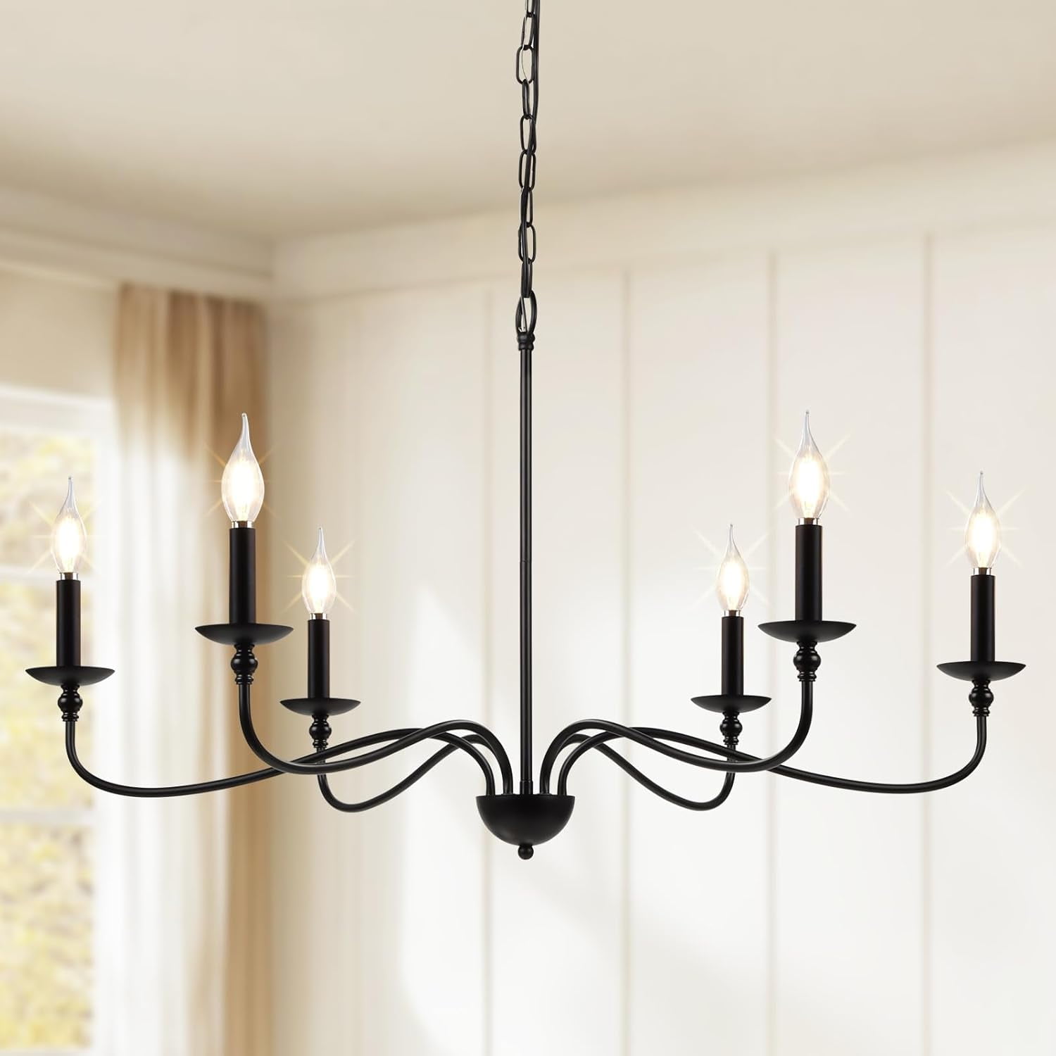 Lamparas Colgantes de Techo,SILAMPDI 75W Candelabros de Techo Vintage 6 ...