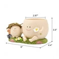 Beige Cartoon Succulent Planter With Smiling Face And Gardener Figurine ...