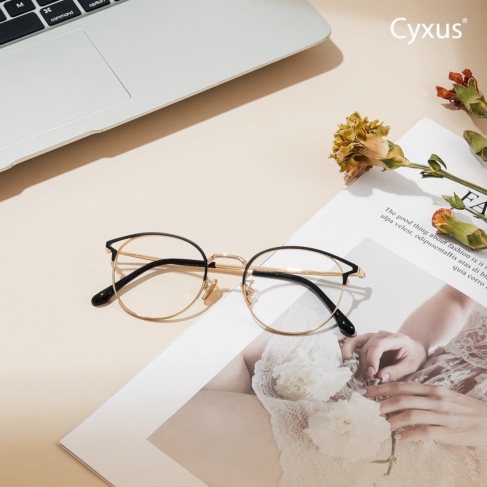 Cyxus Blue Light Glasses for Women Cat Eye Wire Frame UV Blocking ...