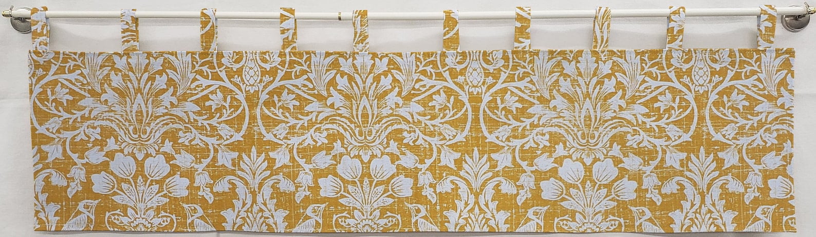 Gold Floral Damask Tab Top Valances by Penny's Needful Things (Unlined ...