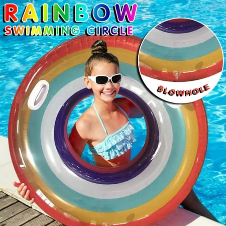 Sruiluo Inflatable Rainbow Swimming Ring Adult Thickened Water Ring ...