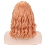 RightOn Orange Wig for Women Orange Wig with Bangs Short Curly Wavy Wig ...
