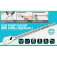Extra Long Handle 1/2-Inch Drive Ratchet, 90-Tooth Ratchet Wrench with ...