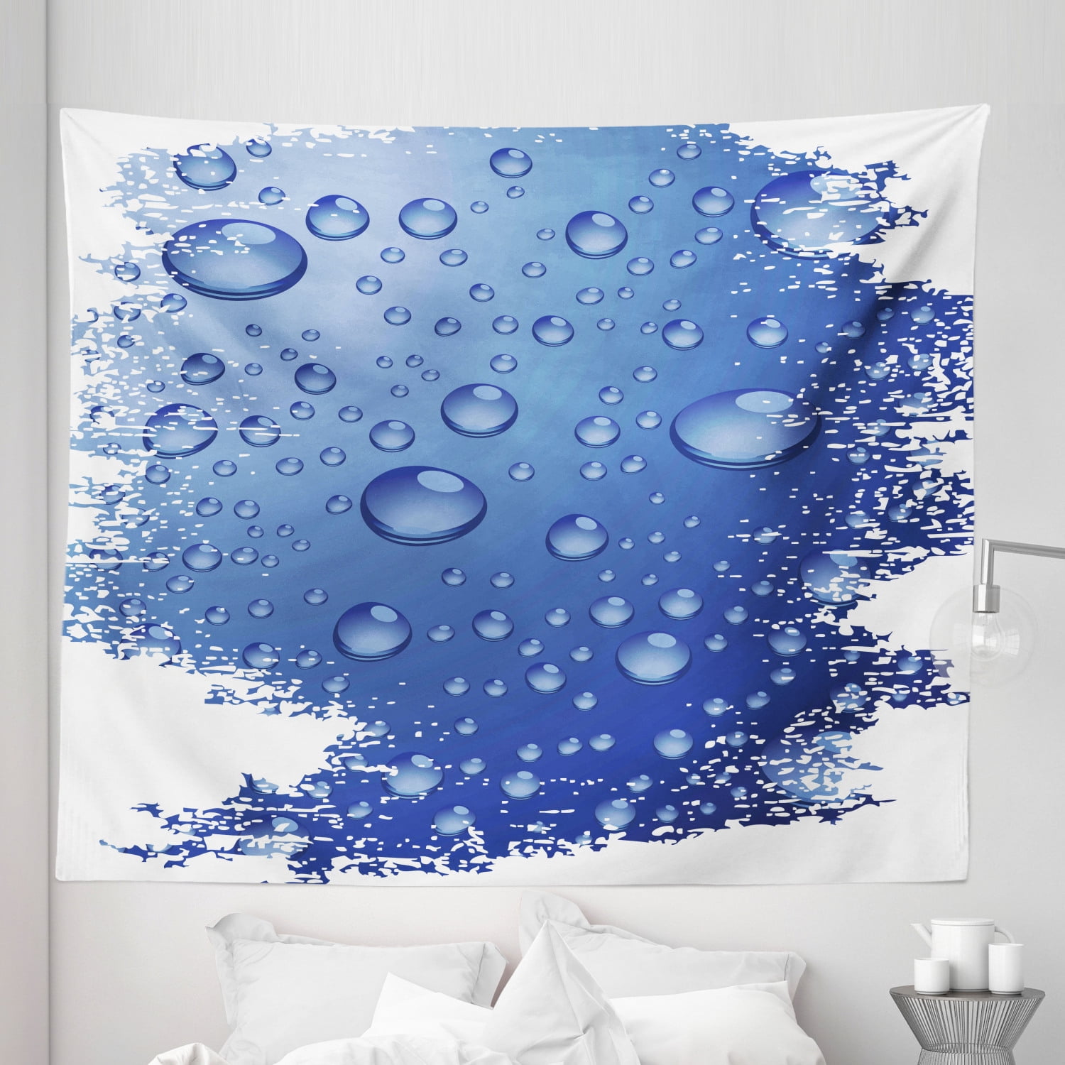 Grunge Tapestry, Wet Surface Inspired Bubble Water Rain Drop Crystals ...