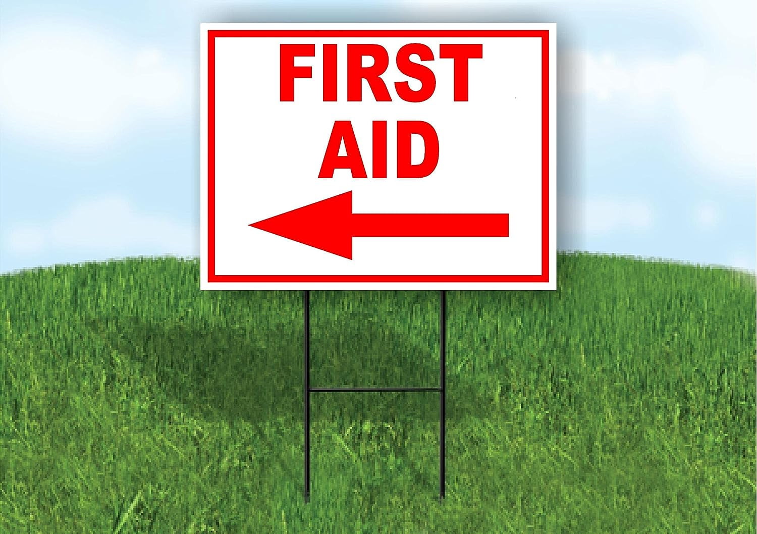 Work House Signs Single Sided Sign First AID Left Arrow red Yard Sign ...