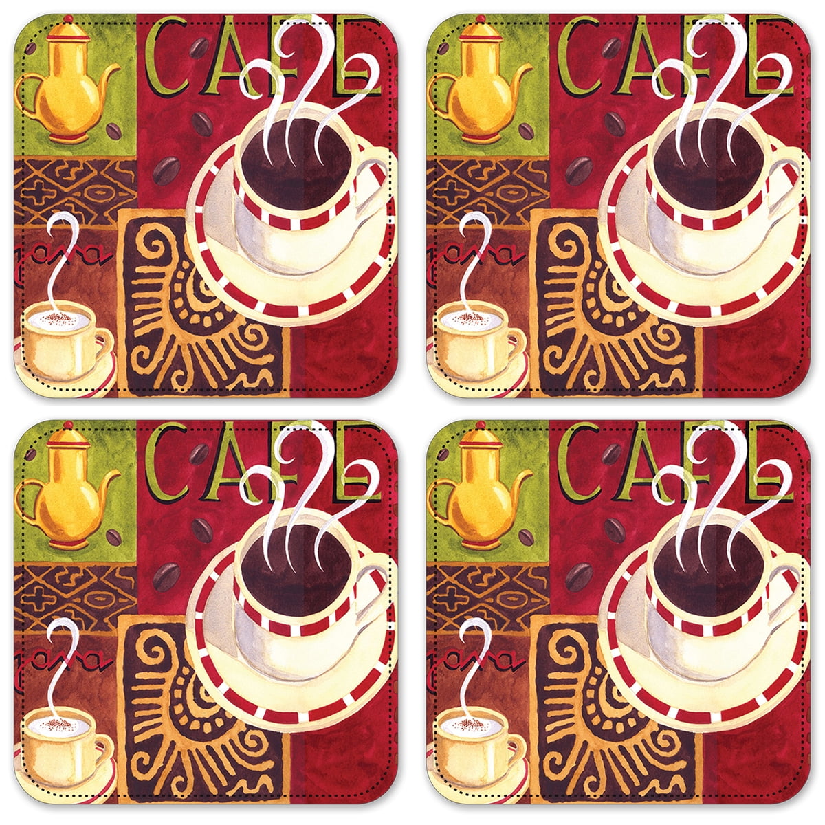 Vinyl Drink Coasters - Set of 4 - Coffee Cafe - Walmart.com