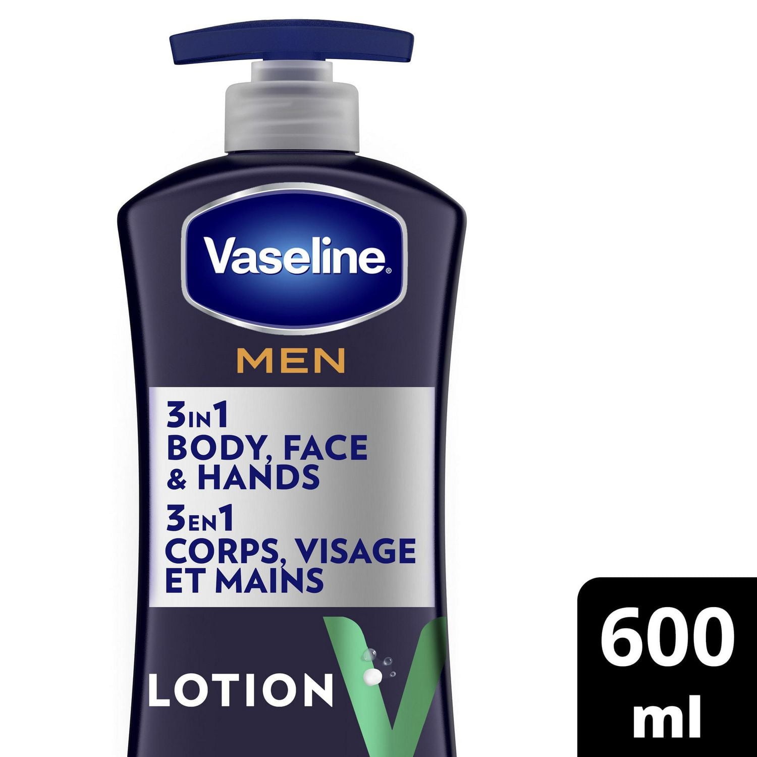 Vaseline Men Fast Absorbing 3 in 1 Body, Face & Hands Lotion, 600 ml 3 ...