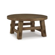 Ashley Furniture Modern Round Wood Cabalynn Coffee Table, Light Brown ...